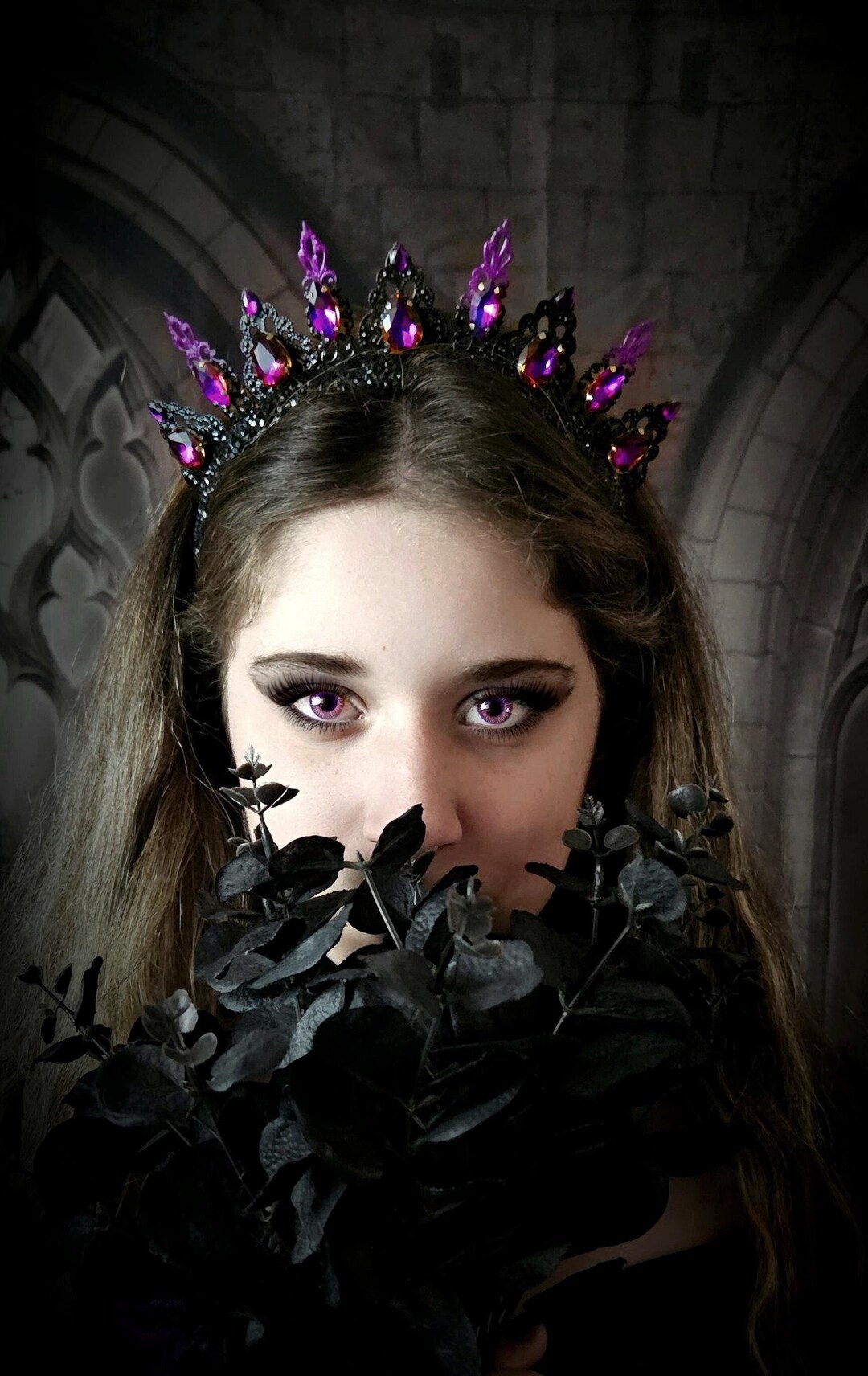 Black and Purple Evil Queen Crown. Black Tiara. Gothic Black Metal Lace ...