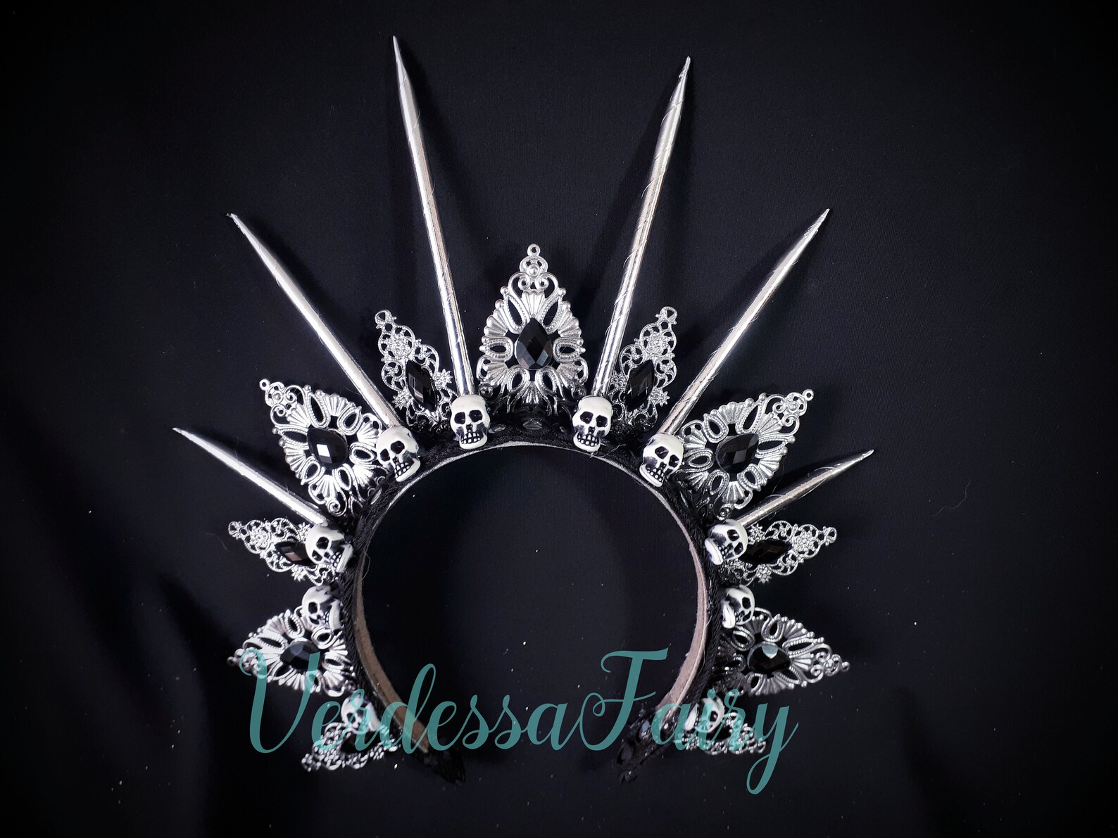 Filigree Skull Tiara With Spikes. Halloween Costume Skull - Etsy
