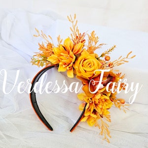 Orange Flower Fascinator Headband. Orange Floral Headpiece. Autumn ...