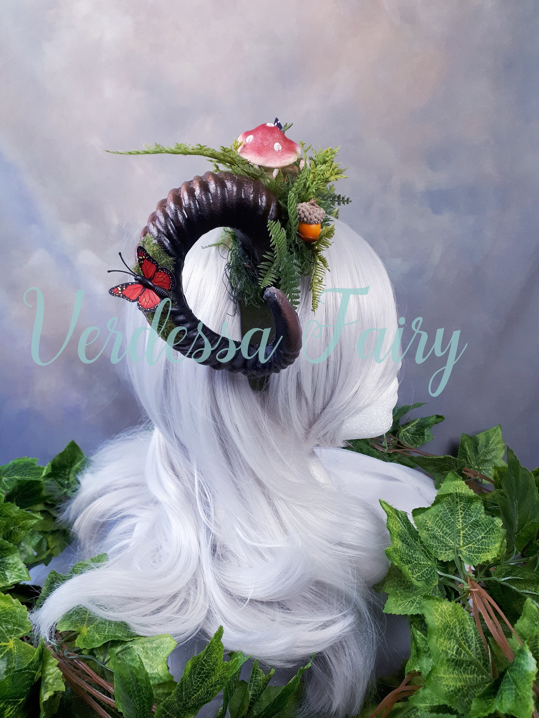 Mother Nature Forest Headpiece. Ram Horns Headpiece. Green - Etsy Australia