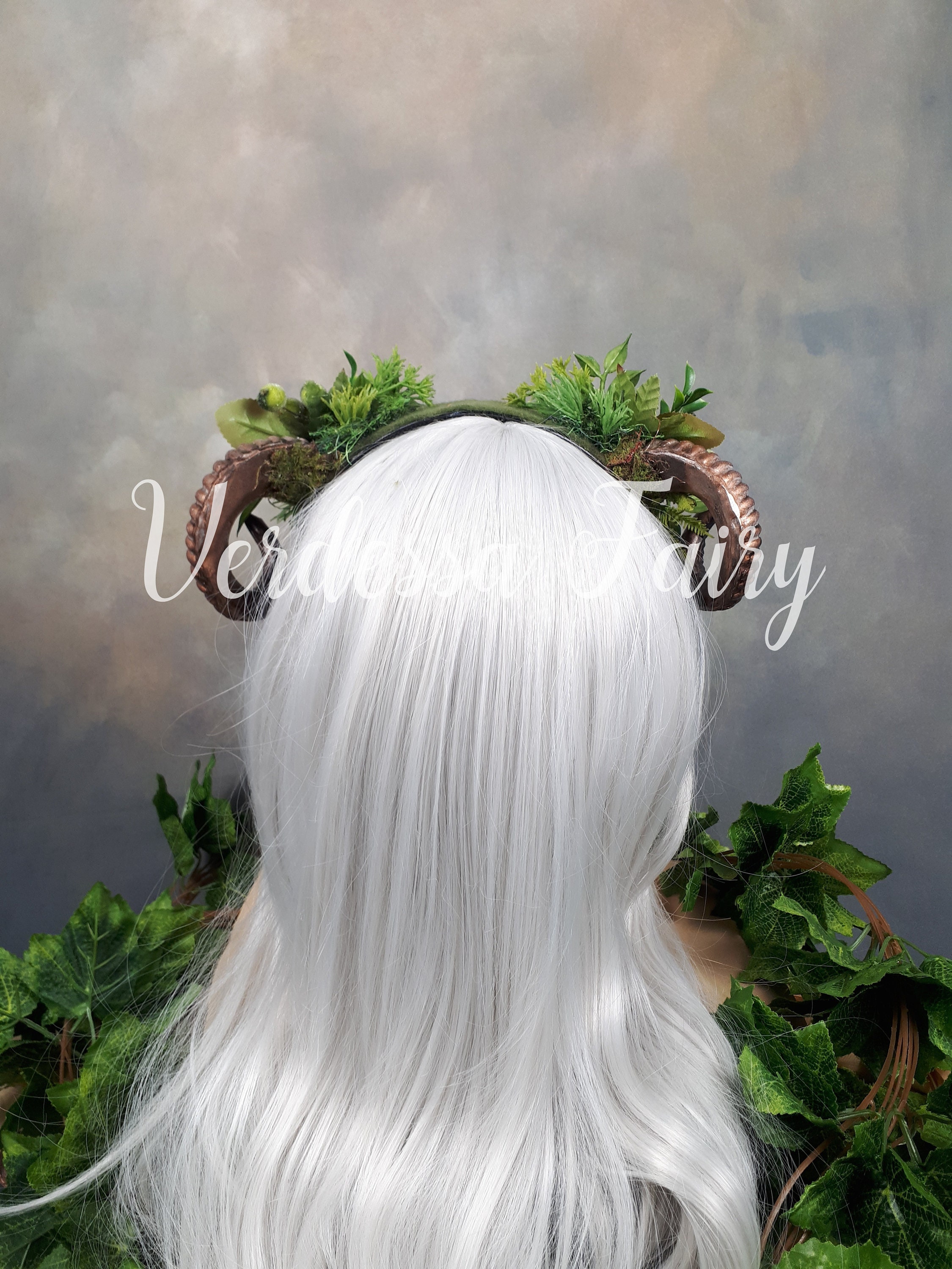 Mother Nature Forest Headpiece. Mini Ram Horns Headpiece. Green Forest ...
