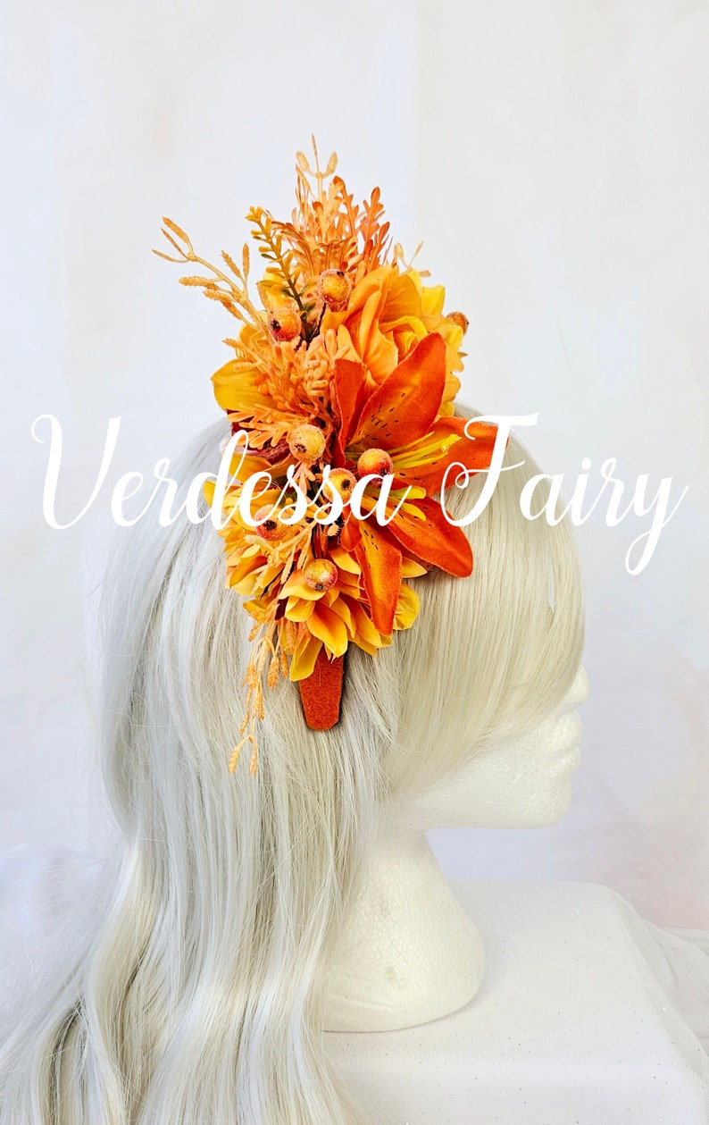 Orange Flower Fascinator Headband. Orange Floral Headpiece. Autumn ...