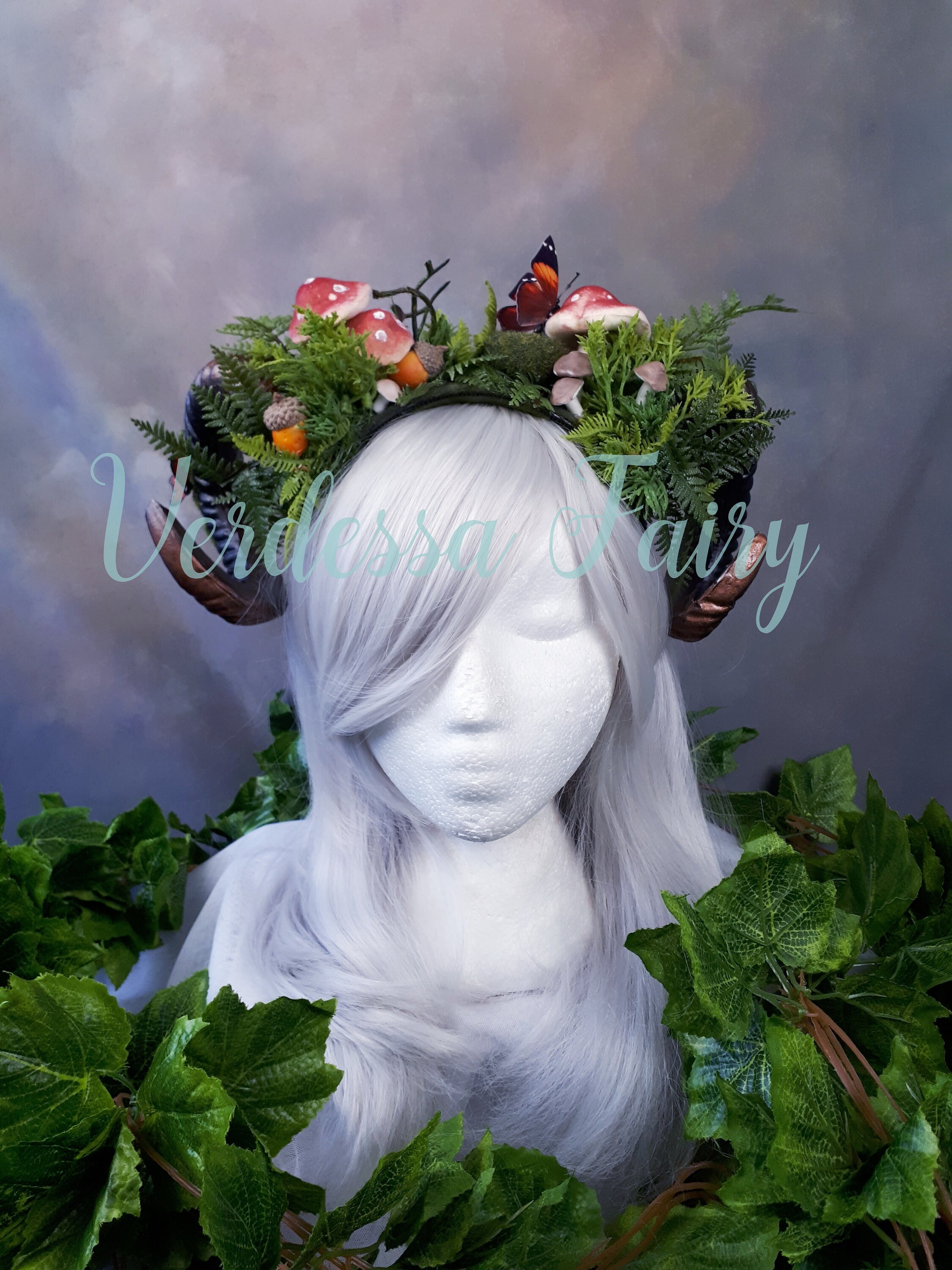 Mother Nature Forest Headpiece. Ram Horns Headpiece. Green - Etsy Australia