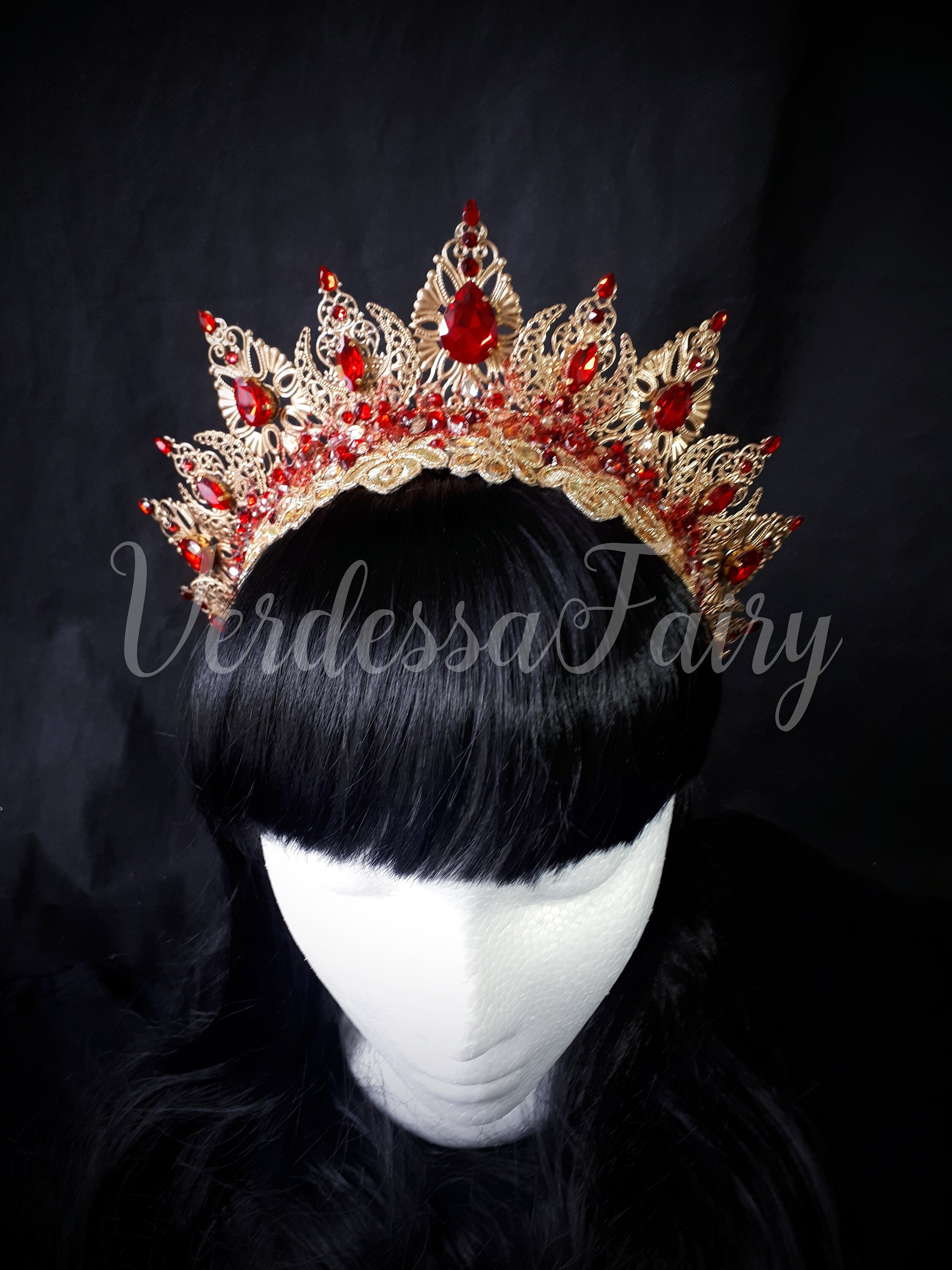 Gold and Red Queen Tiara Crown. Gold Filigree Metal Lace - Etsy Australia