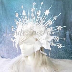 White Spiked Snow Queen Headdress. Ice Queen Crown, Winter Wonderland ...