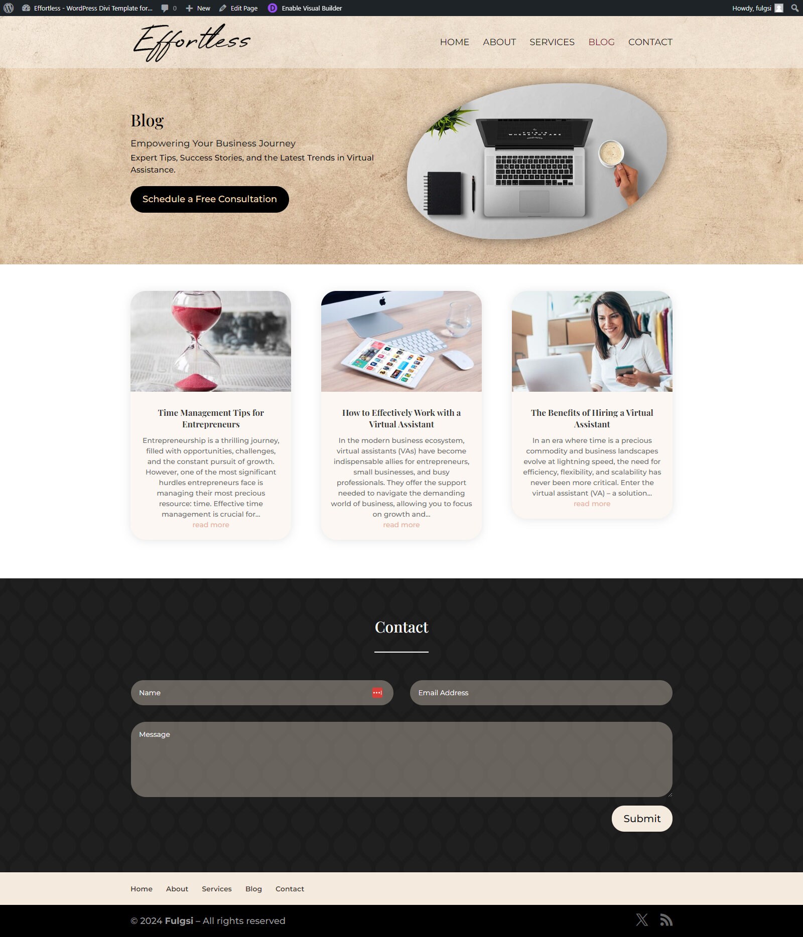 Effortless, Wordpress Divi Website Template for Virtual Assistants ...