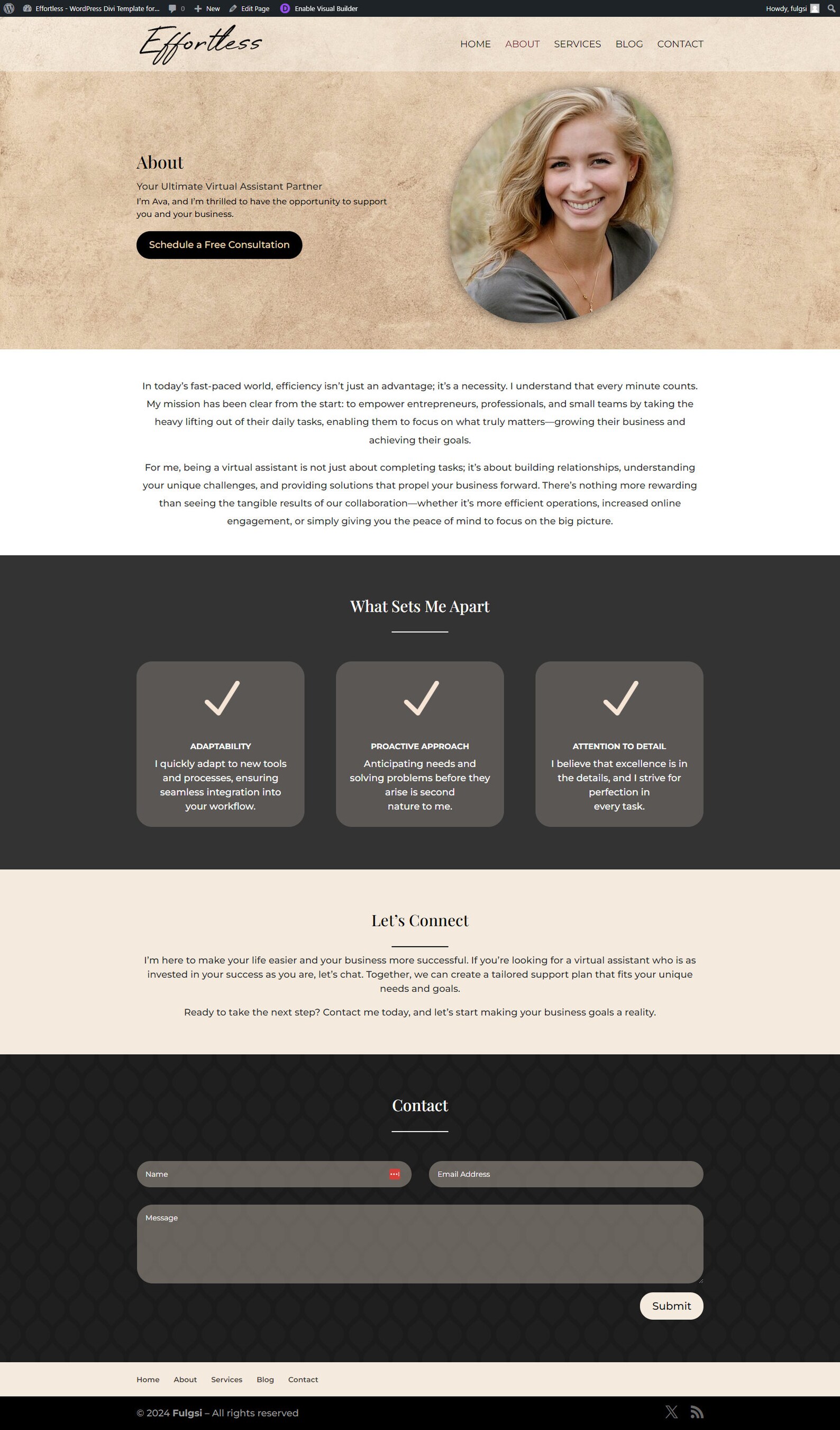 Effortless, Wordpress Divi Website Template for Virtual Assistants ...