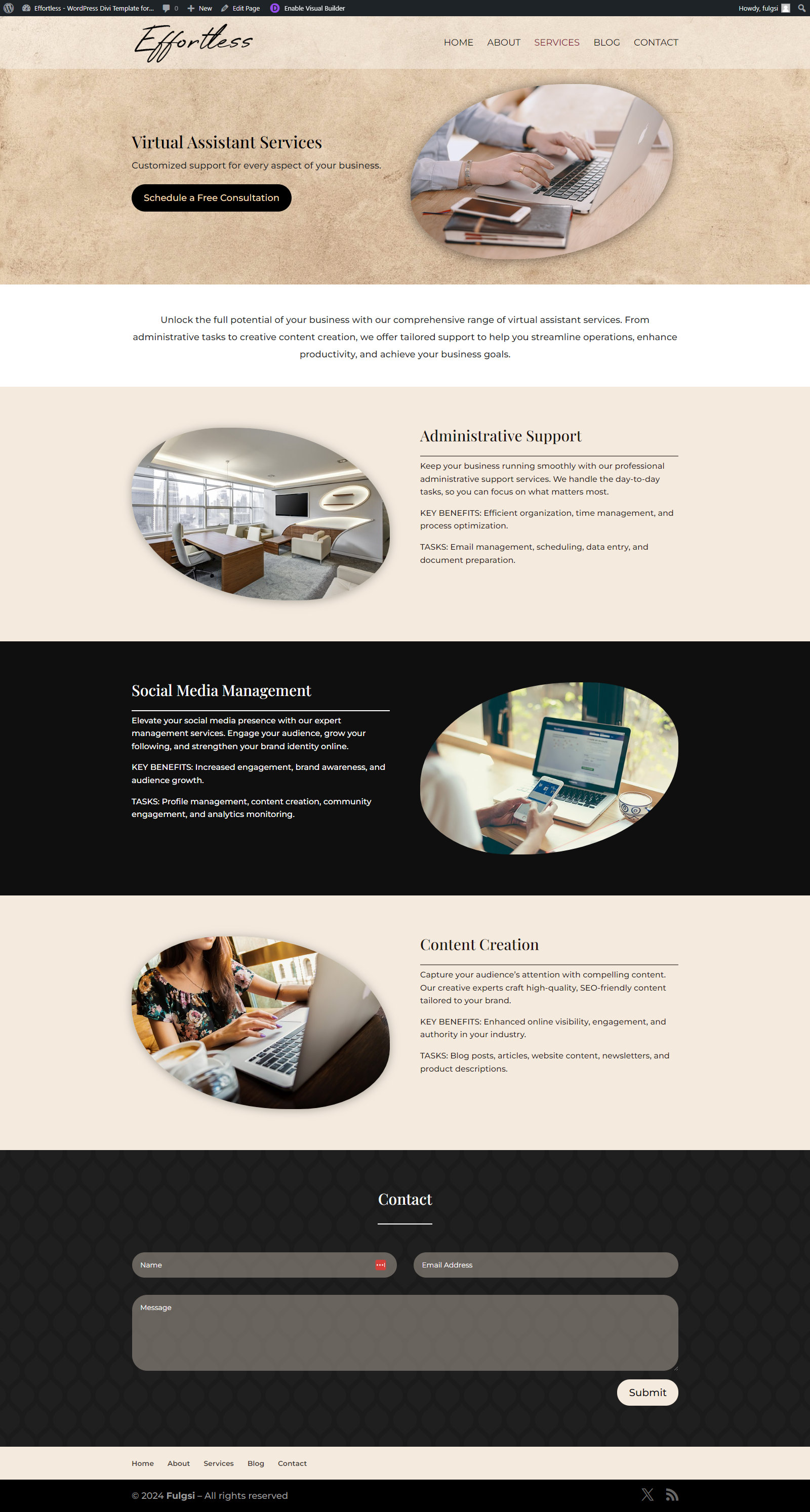 Effortless, Wordpress Divi Website Template for Virtual Assistants ...