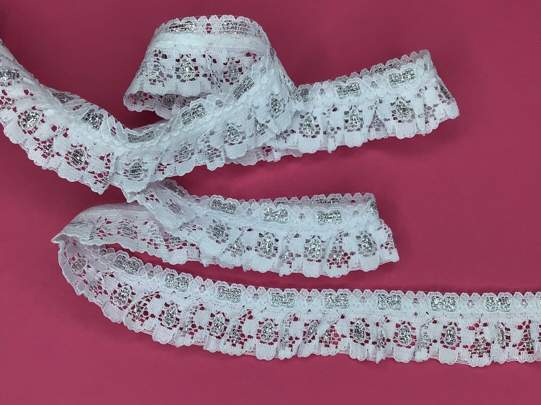 5 METRES White and Silver Gather Nottingham Lace Trim 1.25/3cm - Etsy