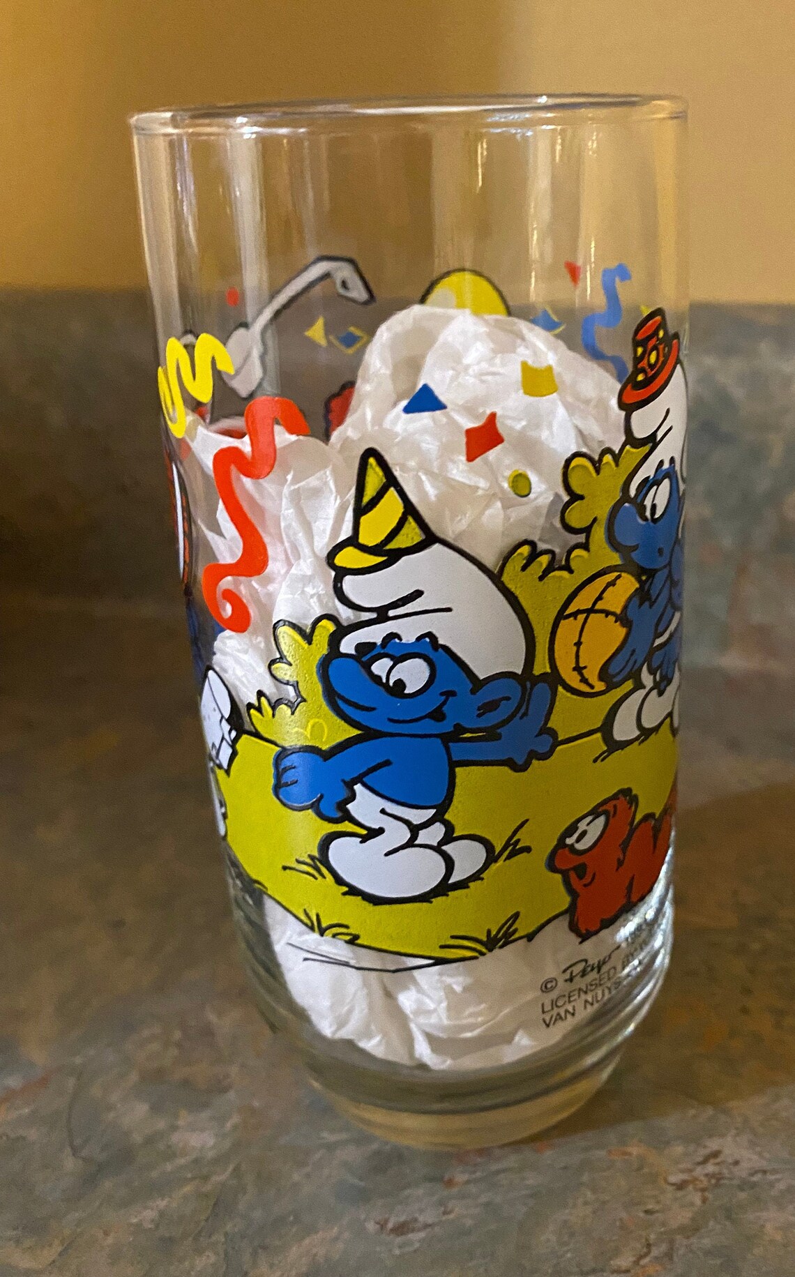 Clumsy Smurf Drinking Glass 1982 Peyo Lic by Wallace Berry and - Etsy