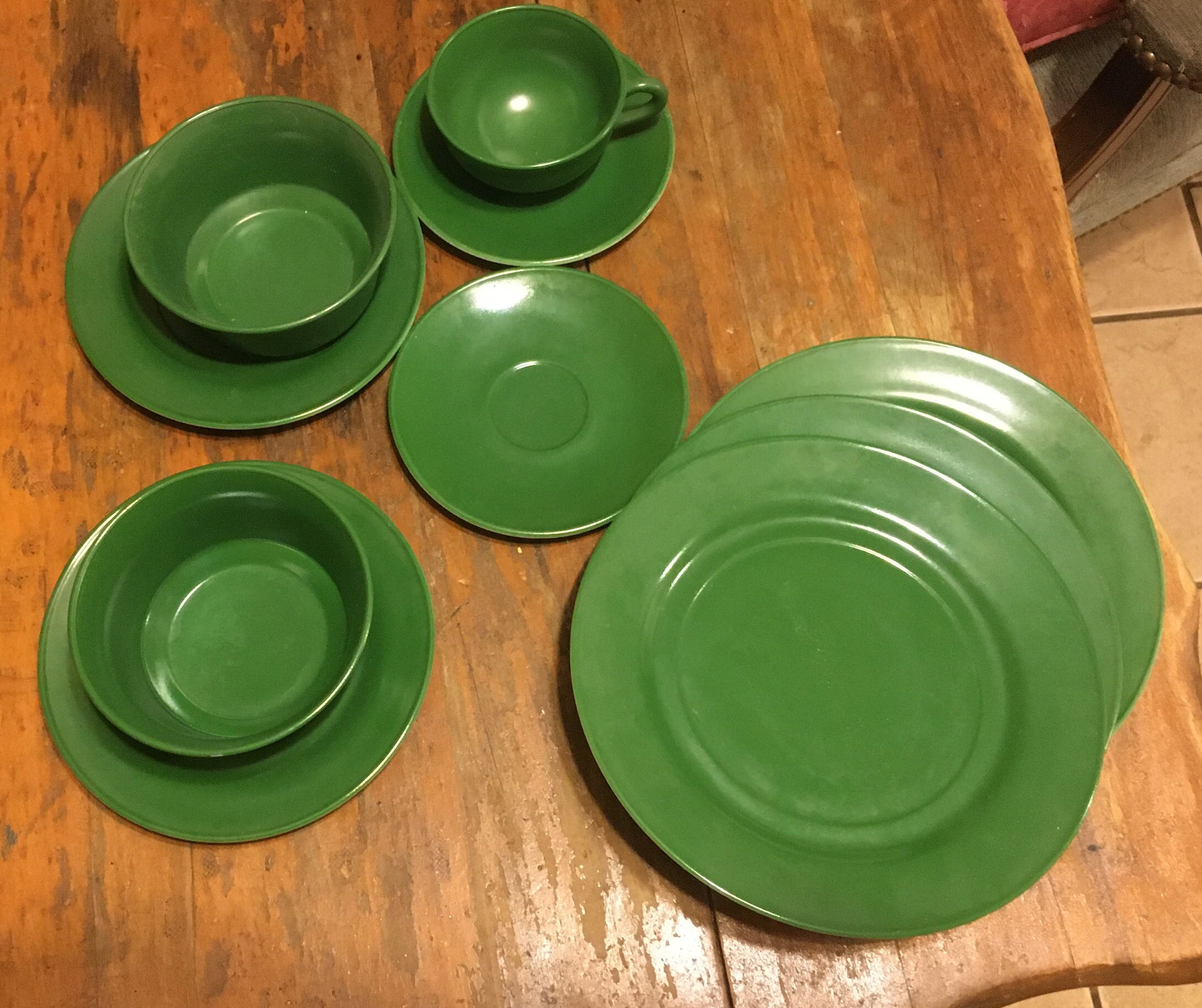 Hazel Atlas Green Dinnerware 10 Pieces - Etsy