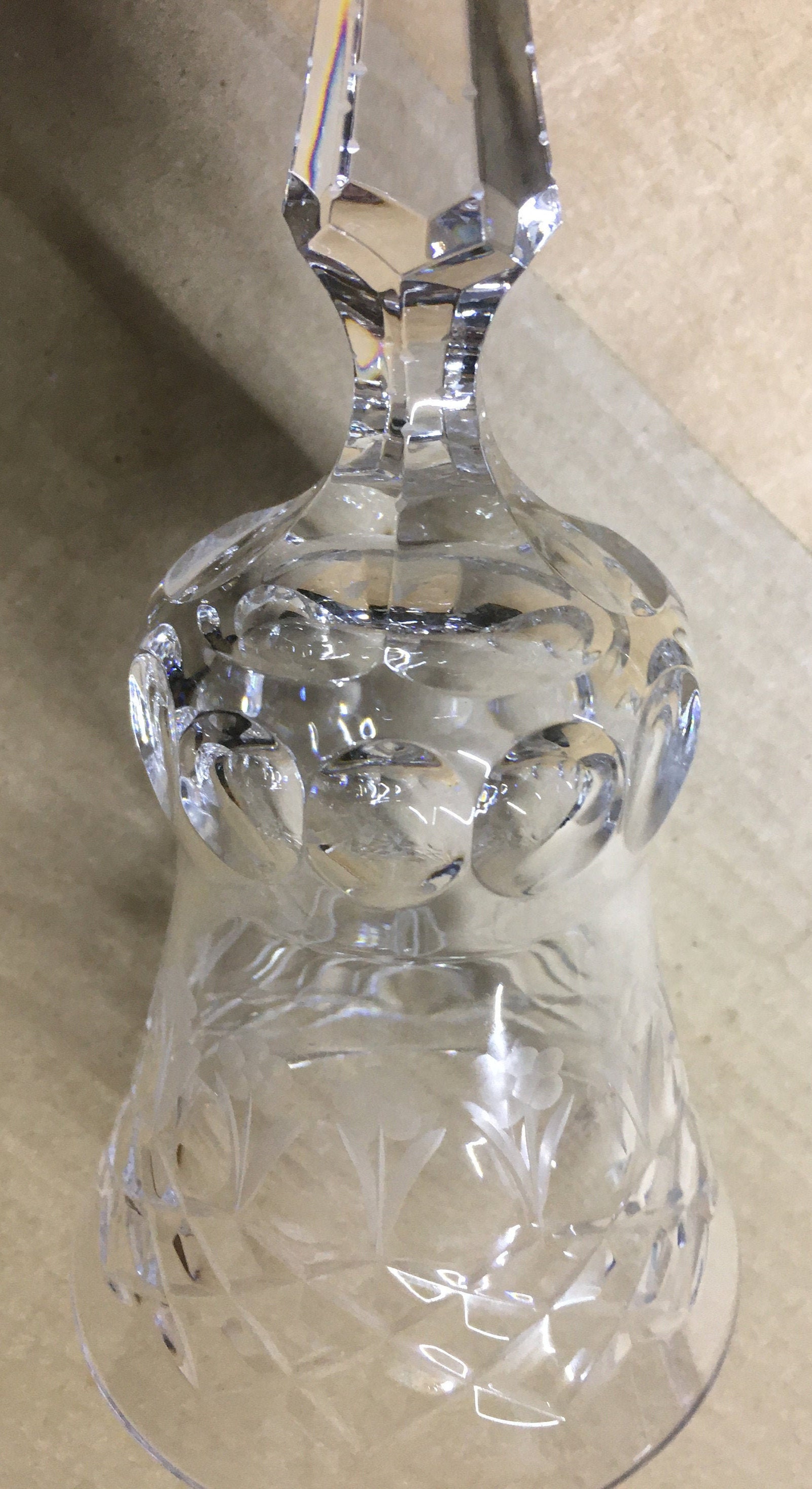 Beautiful Clear Crystal Bell With Etched Flowers - Etsy