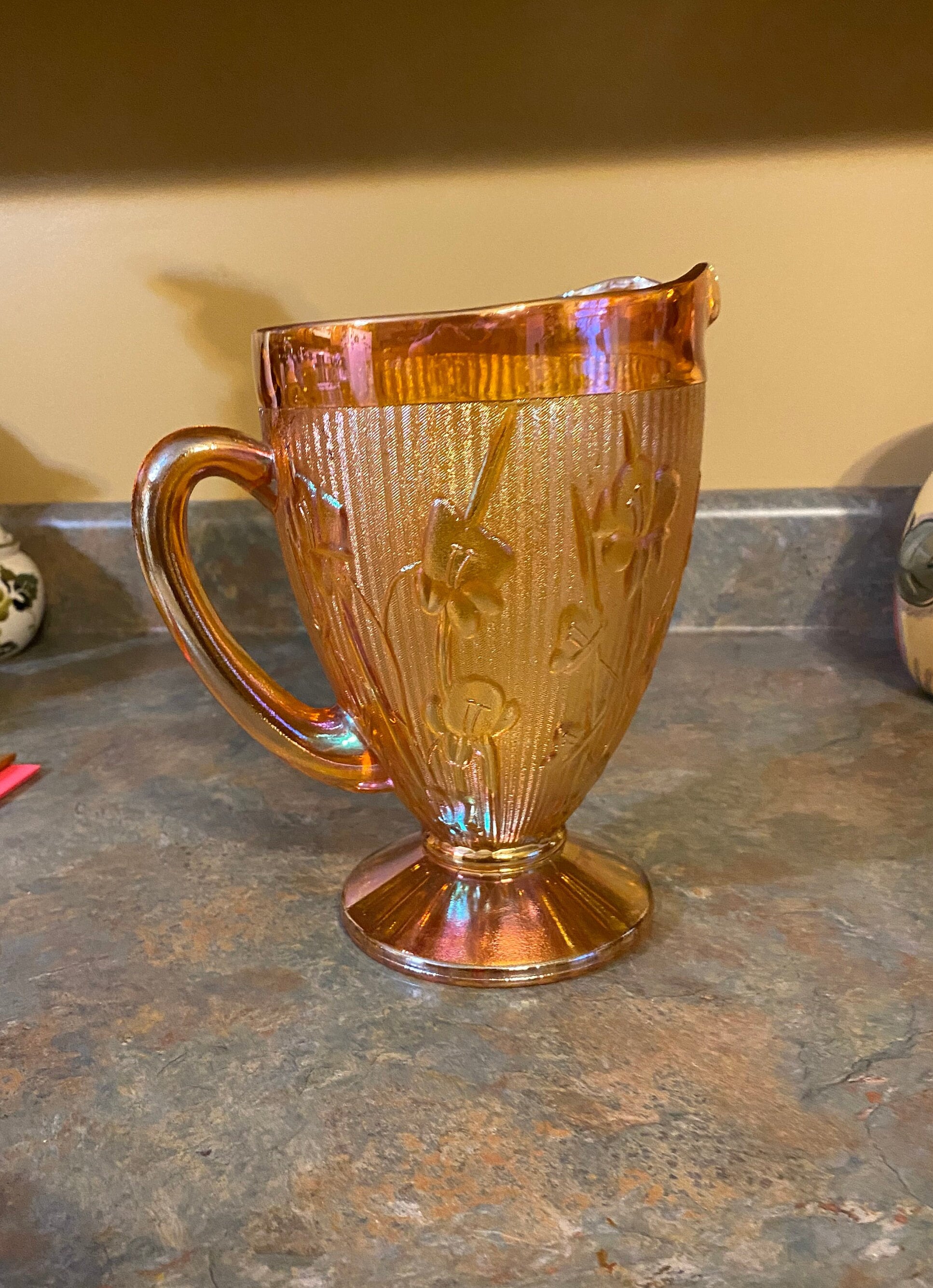 Vintage Iris & Herringbone Iridescent, Carnival Glass Pitcher by the ...