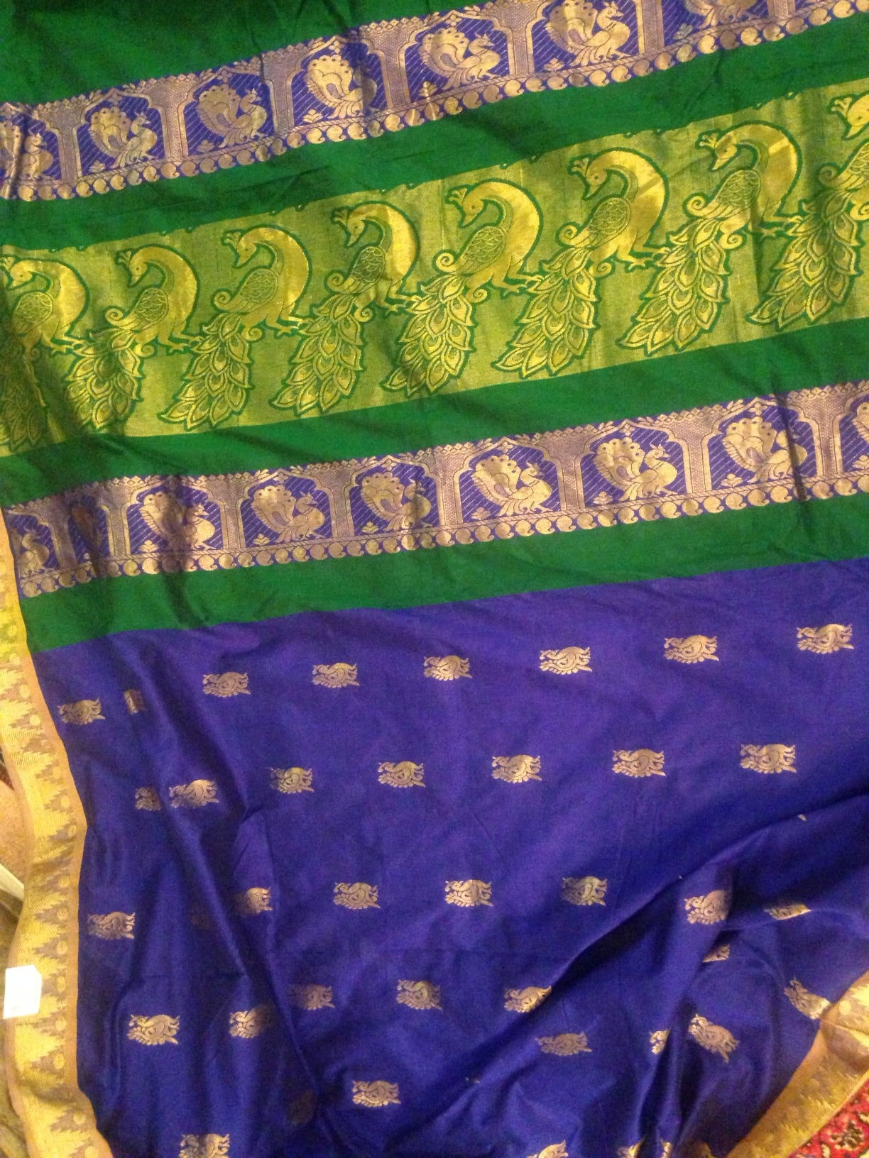 Royal Blue Gold Green Saree - Etsy