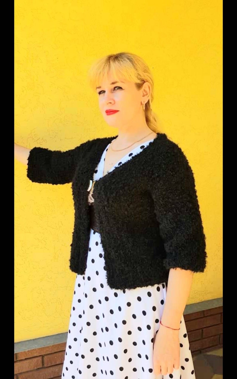 Black Cardigan Short Jacket for Women Knitted With Short - Etsy