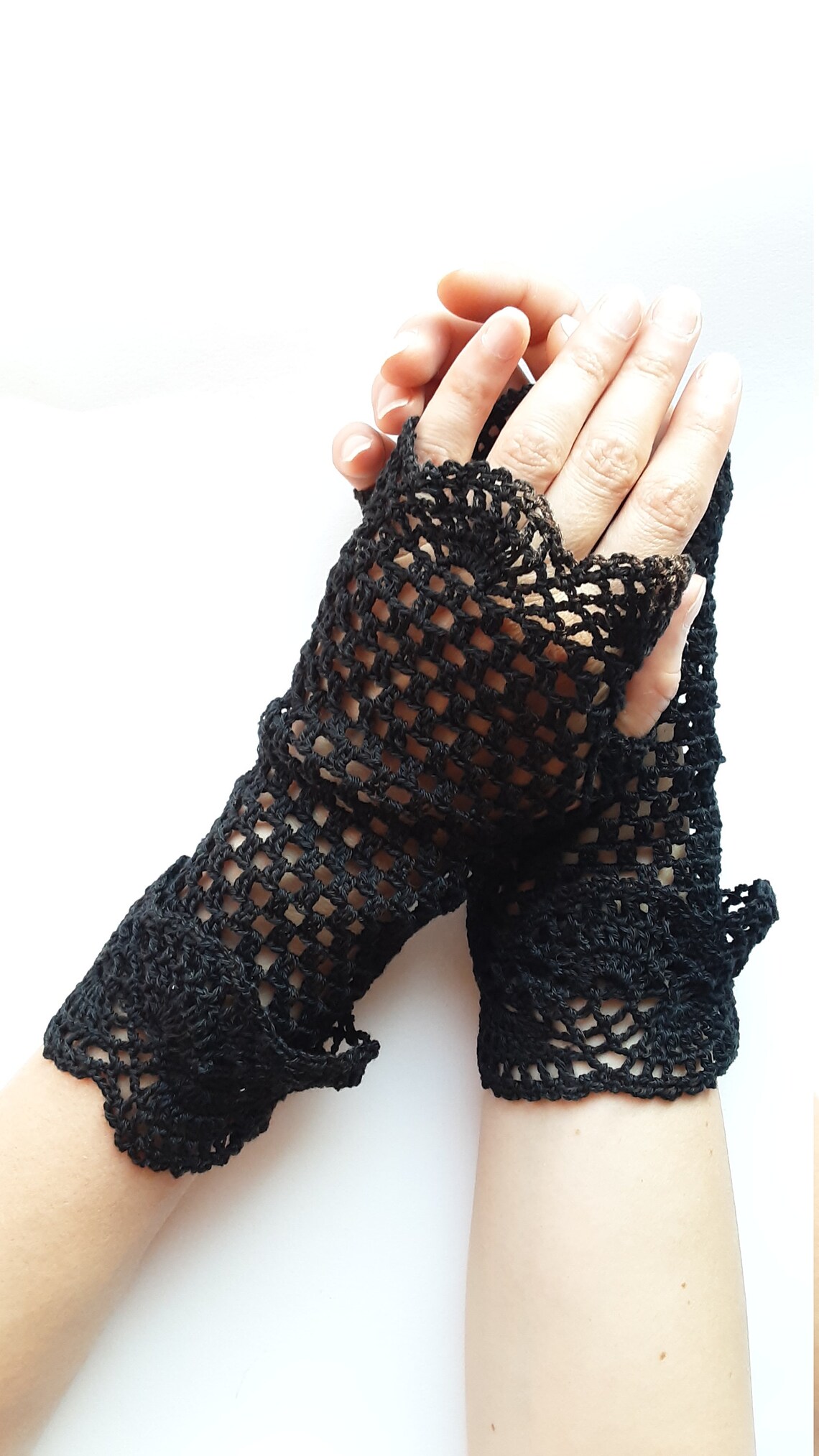 Crochet Fingerless Gloves,black Shortie Gloves,crochet Lace Gloves ...