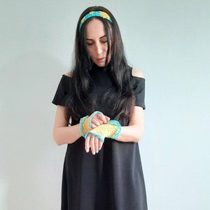 Mittens With Ukrainian Symbols Women's Gloves Ukrainian Style. Yellow ...