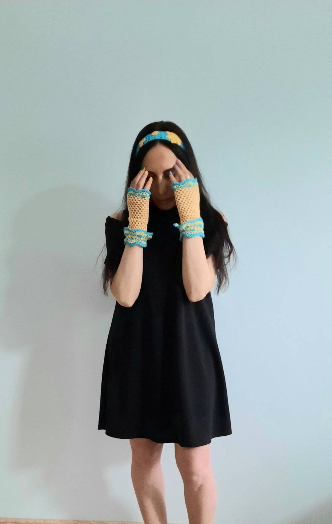 Mittens With Ukrainian Symbols Women's Gloves Ukrainian Style. Yellow ...