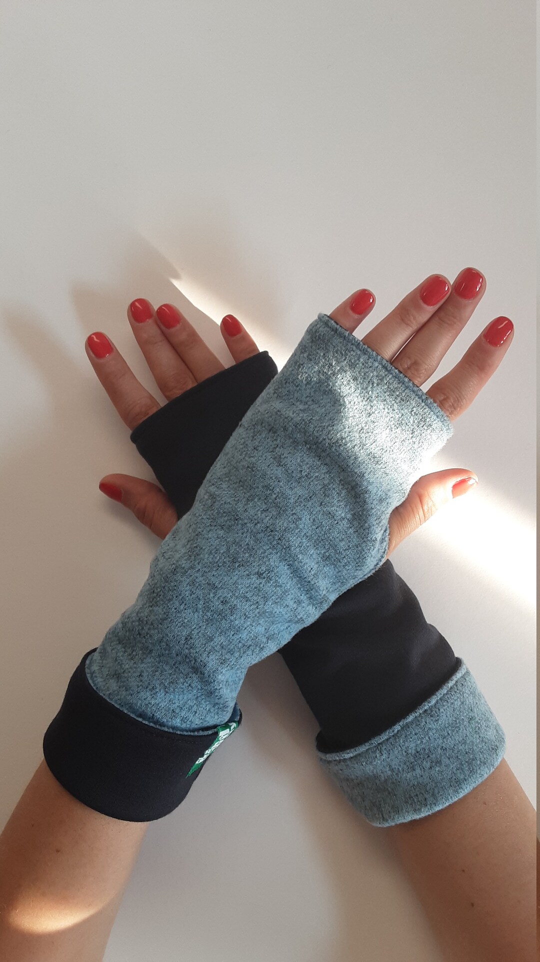 Mittens,gloves,knitted Dark Blue and Blue.urban Accessories. Fingerless ...