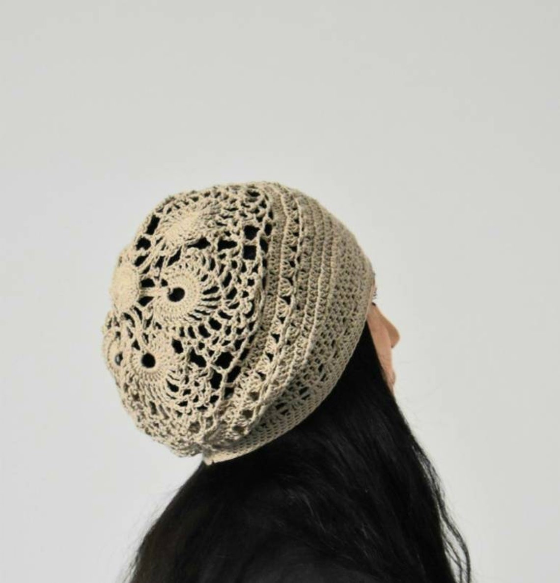 Women's Summer Hat. Flax-colored Hat. Cotton Openwork Hat - Etsy