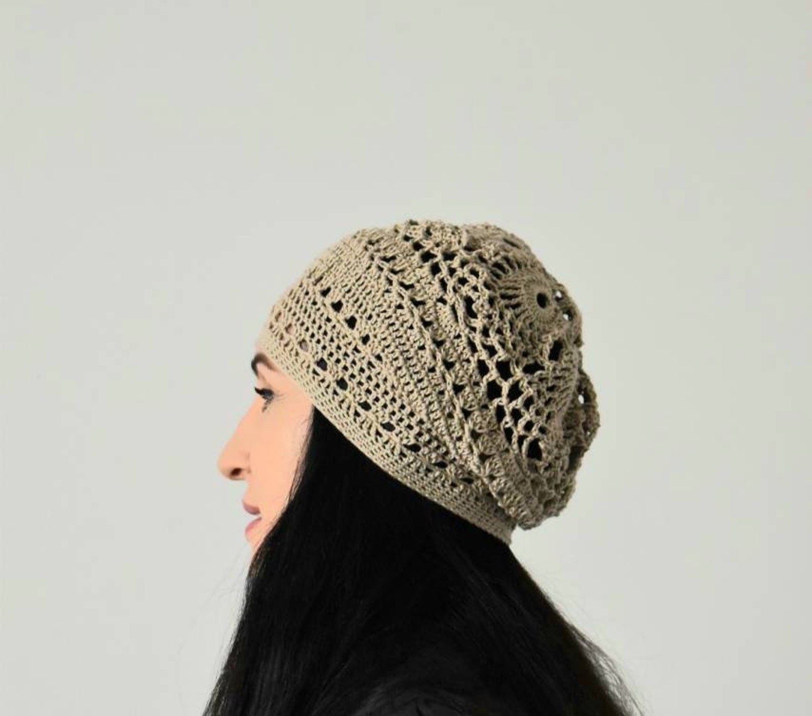Women's Summer Hat. Flax-colored Hat. Cotton Openwork Hat for Summer ...