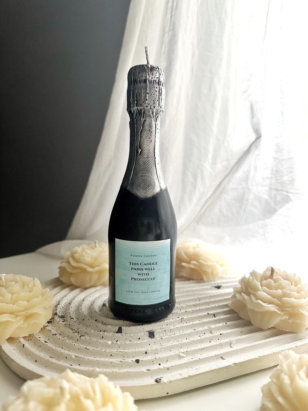 Champagne Bottle Candle: Vegan Soy Wax Pillar Candle - Etsy