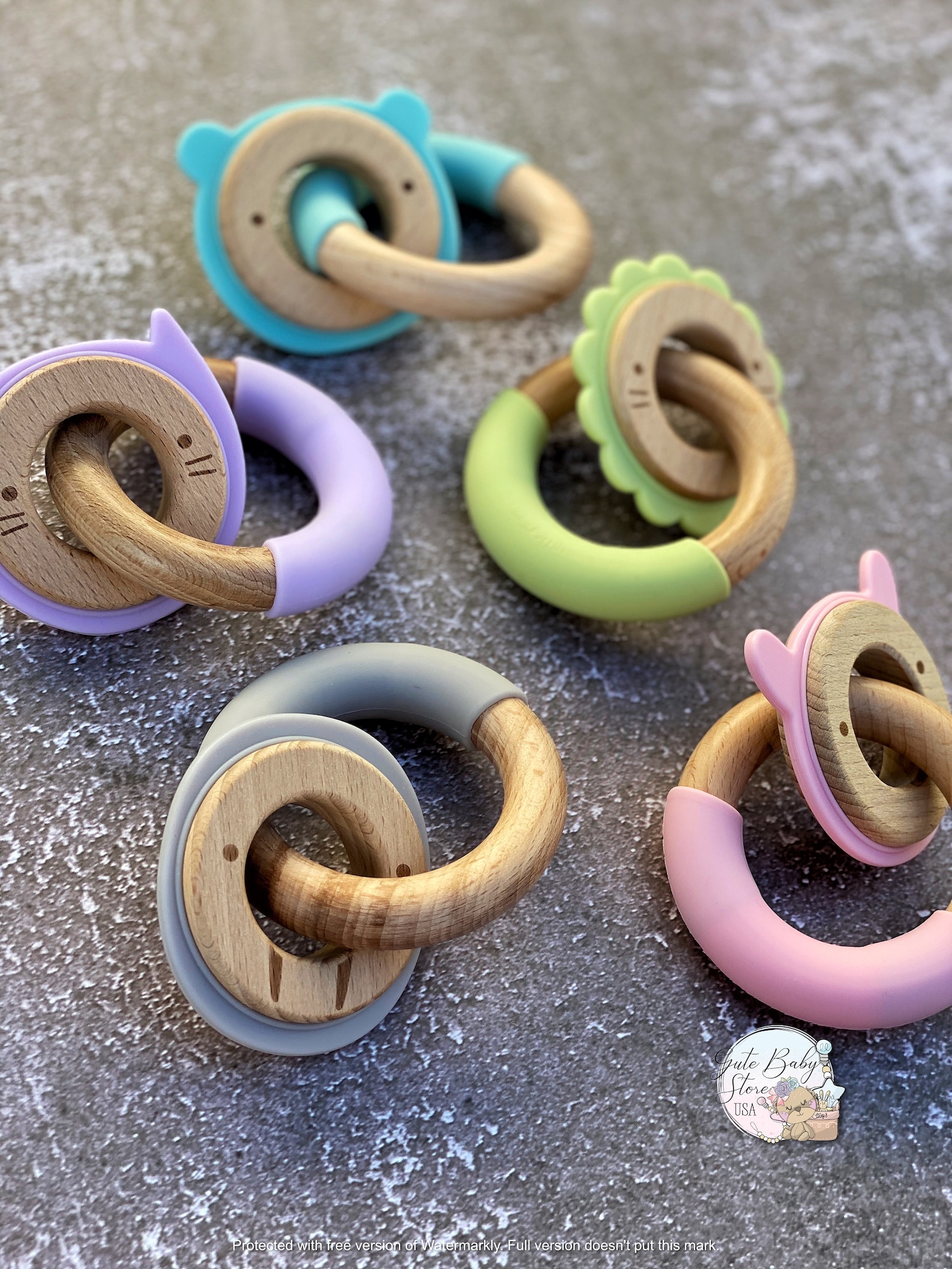 Teething Ring. Silicone & beechwood teether. Baby teething. | Etsy