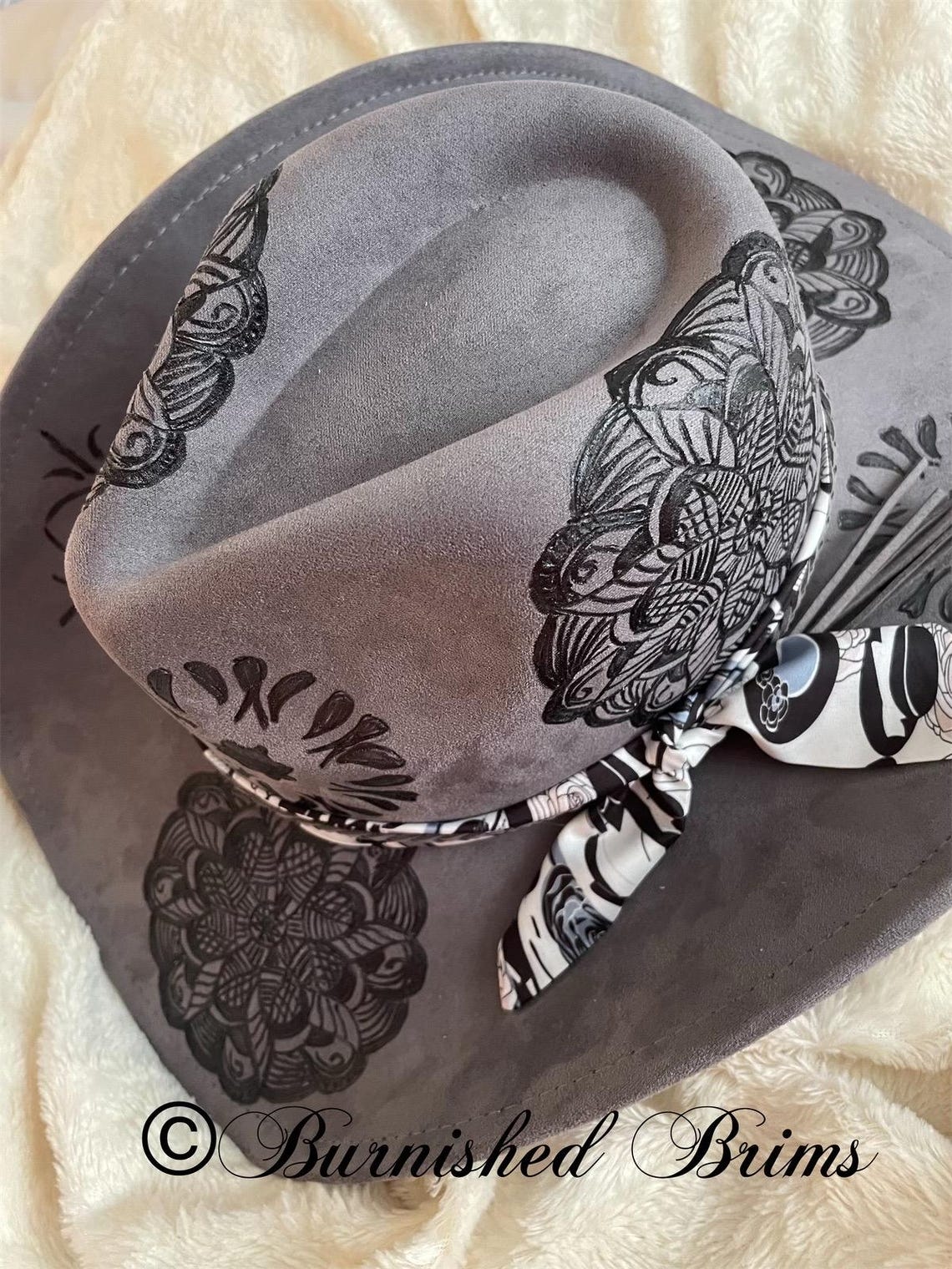 Intricate Mandalas Are Stunning on This Dove Gray Western Style Hat - Etsy