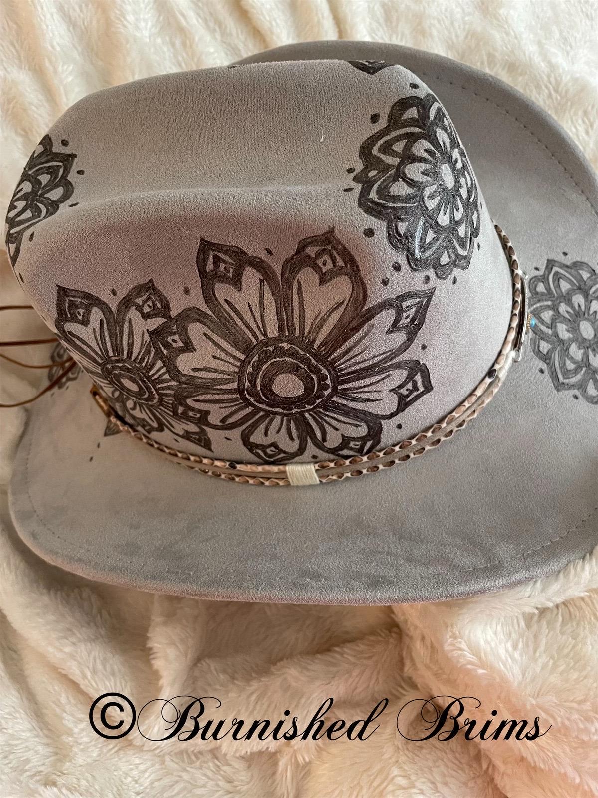 Mandalas Hand Burned on Beautiful Gray Western Style Hat. - Etsy
