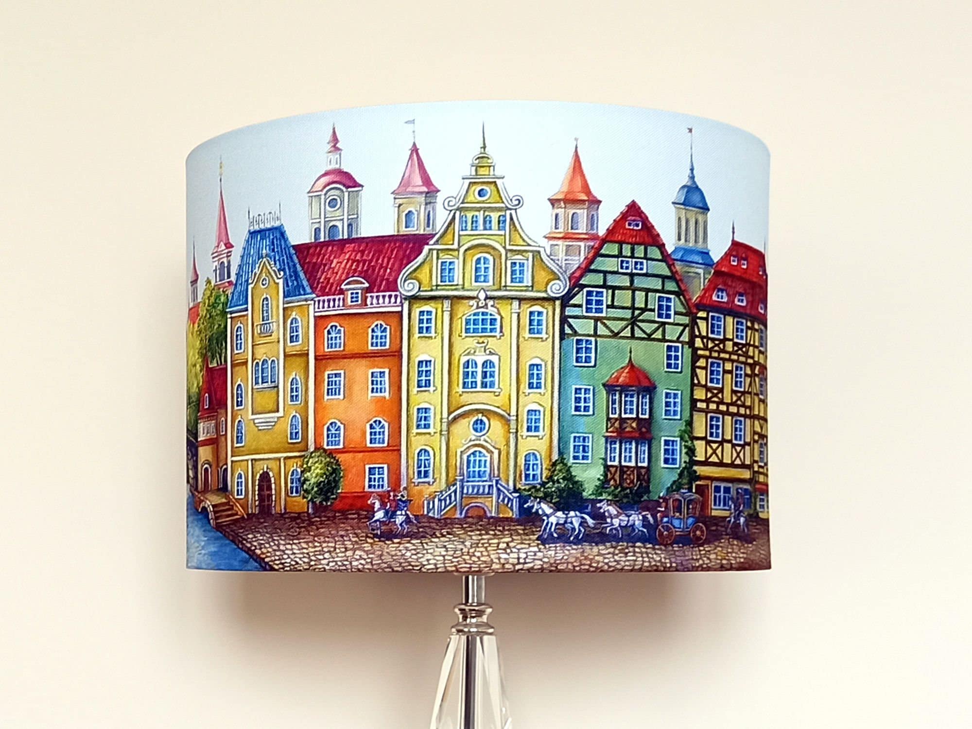 Funky Multi-coloured Lampshade, Vintage Cityscape, Colourful Old Town ...