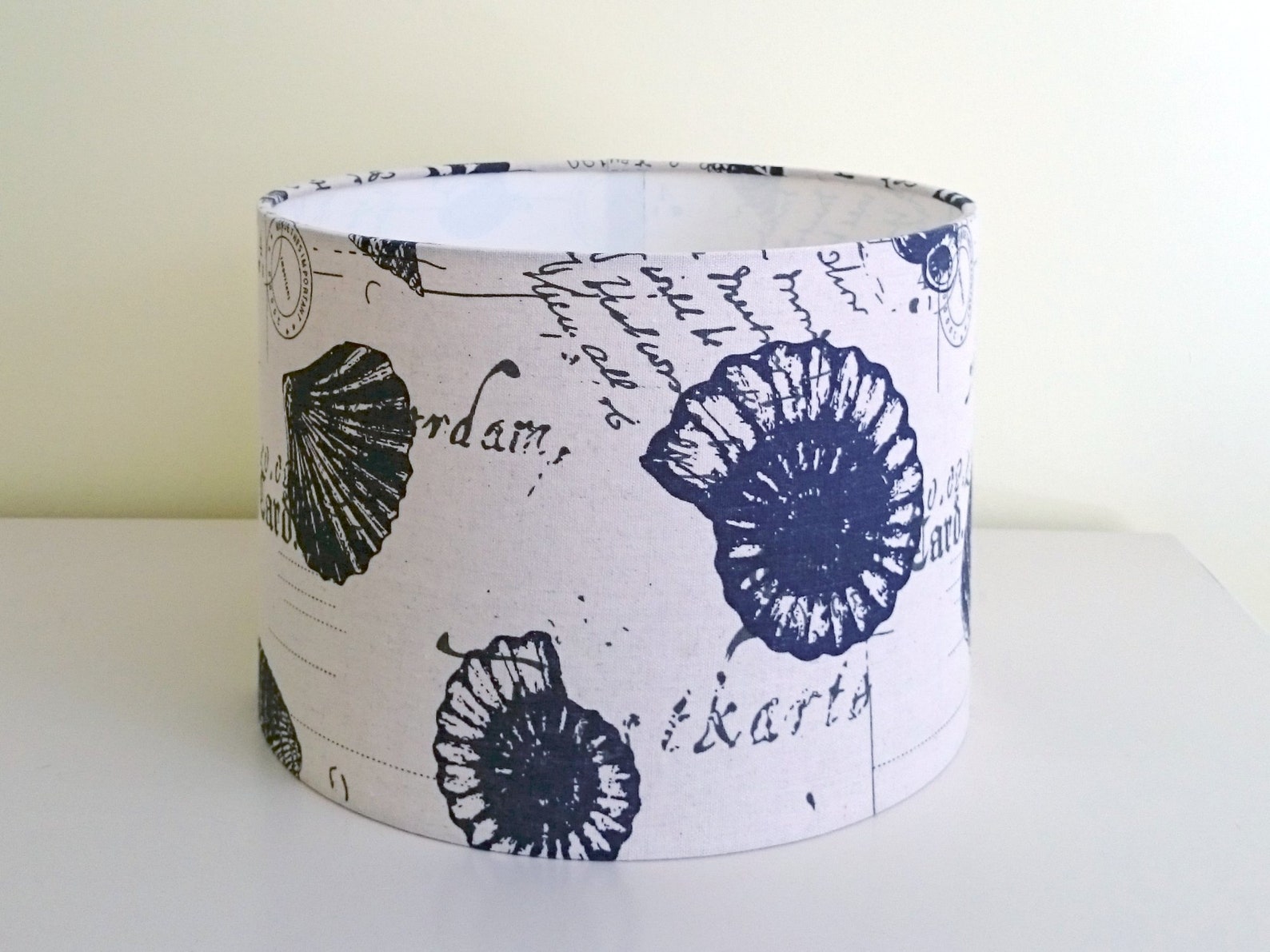 Nautical Beach Lamp Shade, Navy Blue Seashells Lampshade, Vintage Grey ...