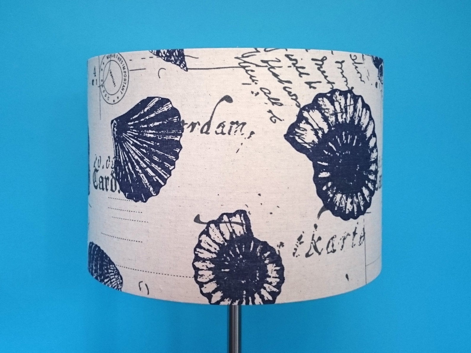 Nautical Beach Lamp Shade, Navy Blue Seashells Lampshade, Vintage Grey ...