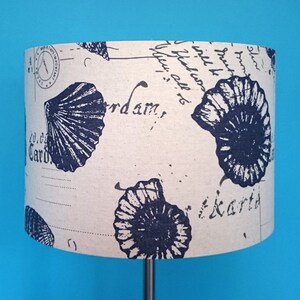 Nautical Beach Lamp Shade, Navy Blue Seashells Lampshade, Vintage Grey ...