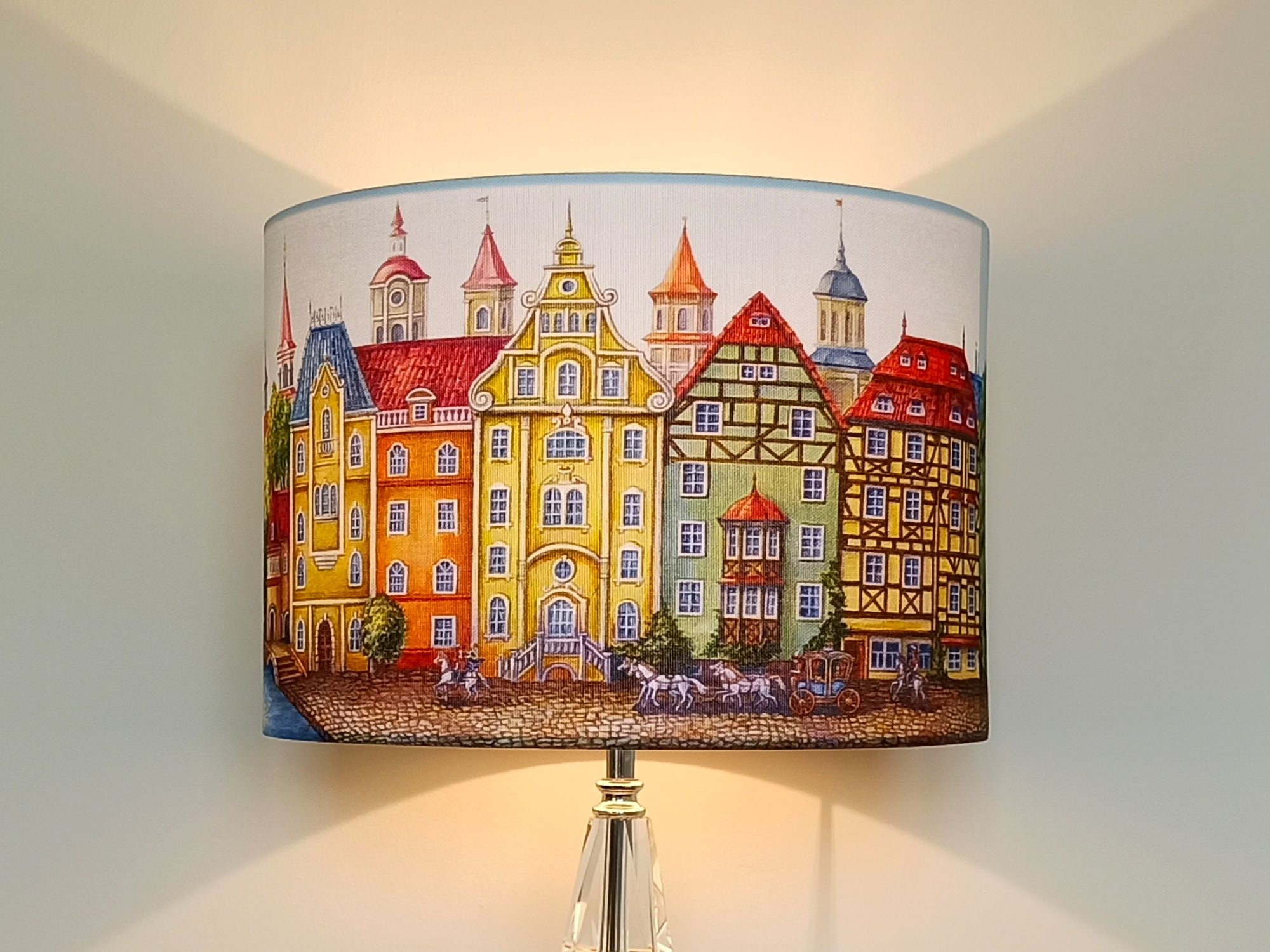 Funky Multi-coloured Lampshade, Vintage Cityscape, Colourful Old Town ...