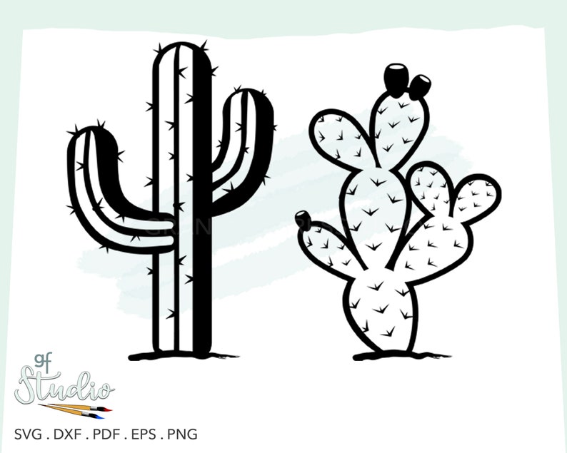 Cactus SVG 2 Easy Cactus SVG Prickly Pear Cactus Saguaro - Etsy