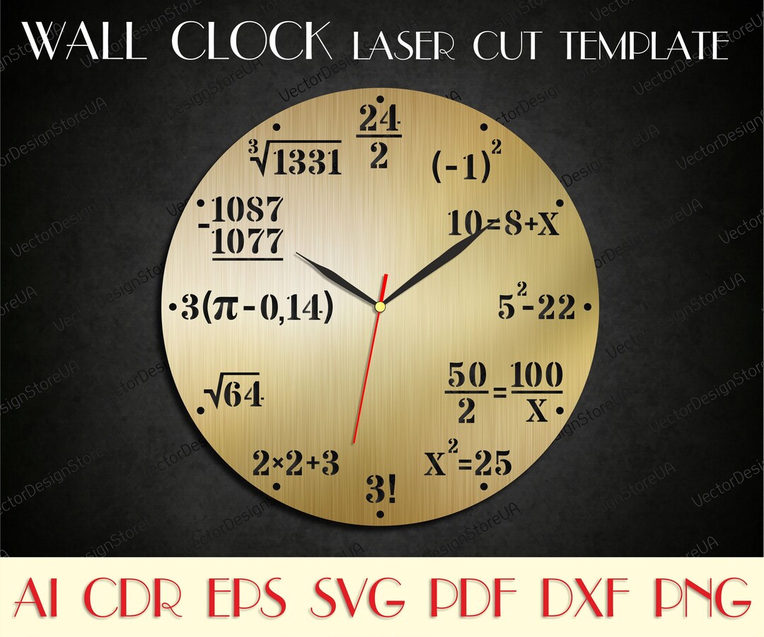 Math Clock,math Wall Decor, Math Gift,teacher Gift,clock Template,laser ...