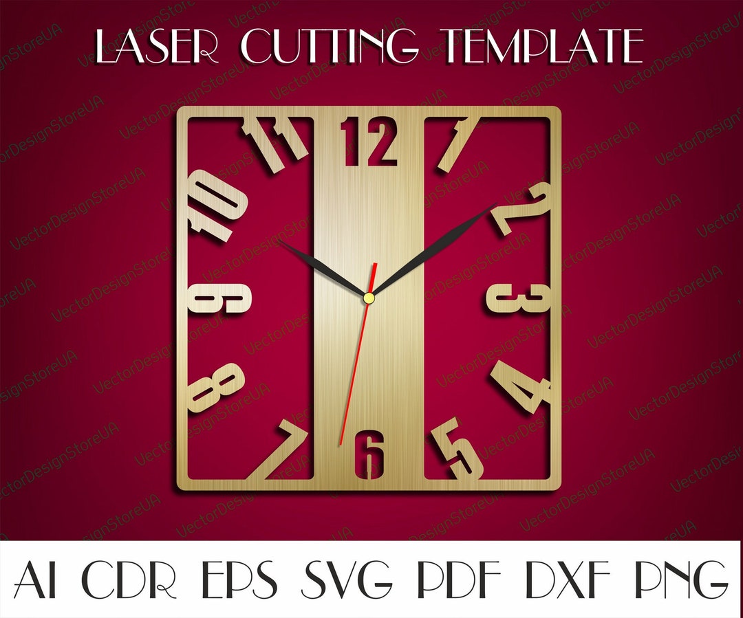 Unique Clock,modern Clock Svg,large Wall Clock,wooden Clock,laser Cut ...