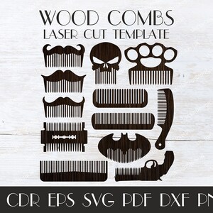 Set 12pcs Hair Combs,beard Combs,combs Svg,comb Gift,dxf Files for ...