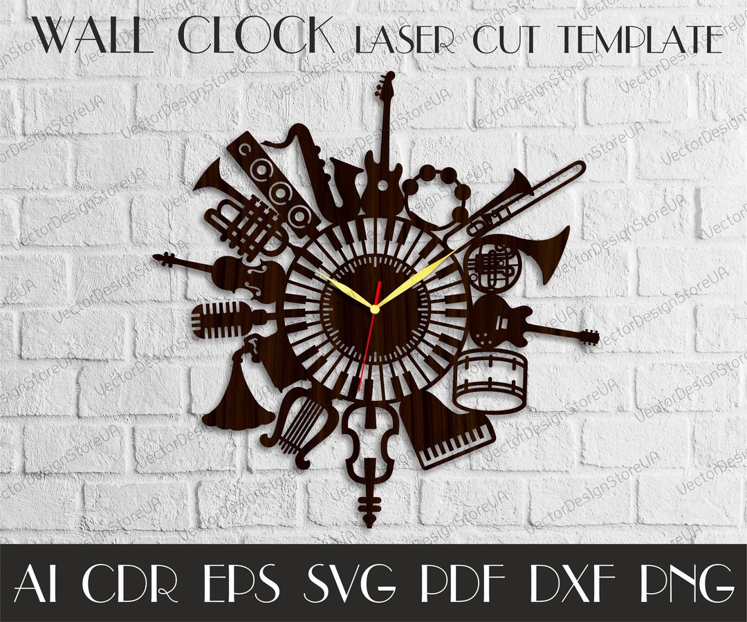 Music Clock Svg,music Clock for Wall,music Decor Svg,rustic Wall Decor ...