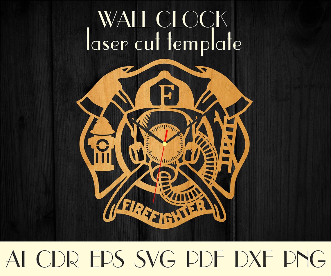 Firefighter Wall Clock firefighter Svgclock Laser | Etsy