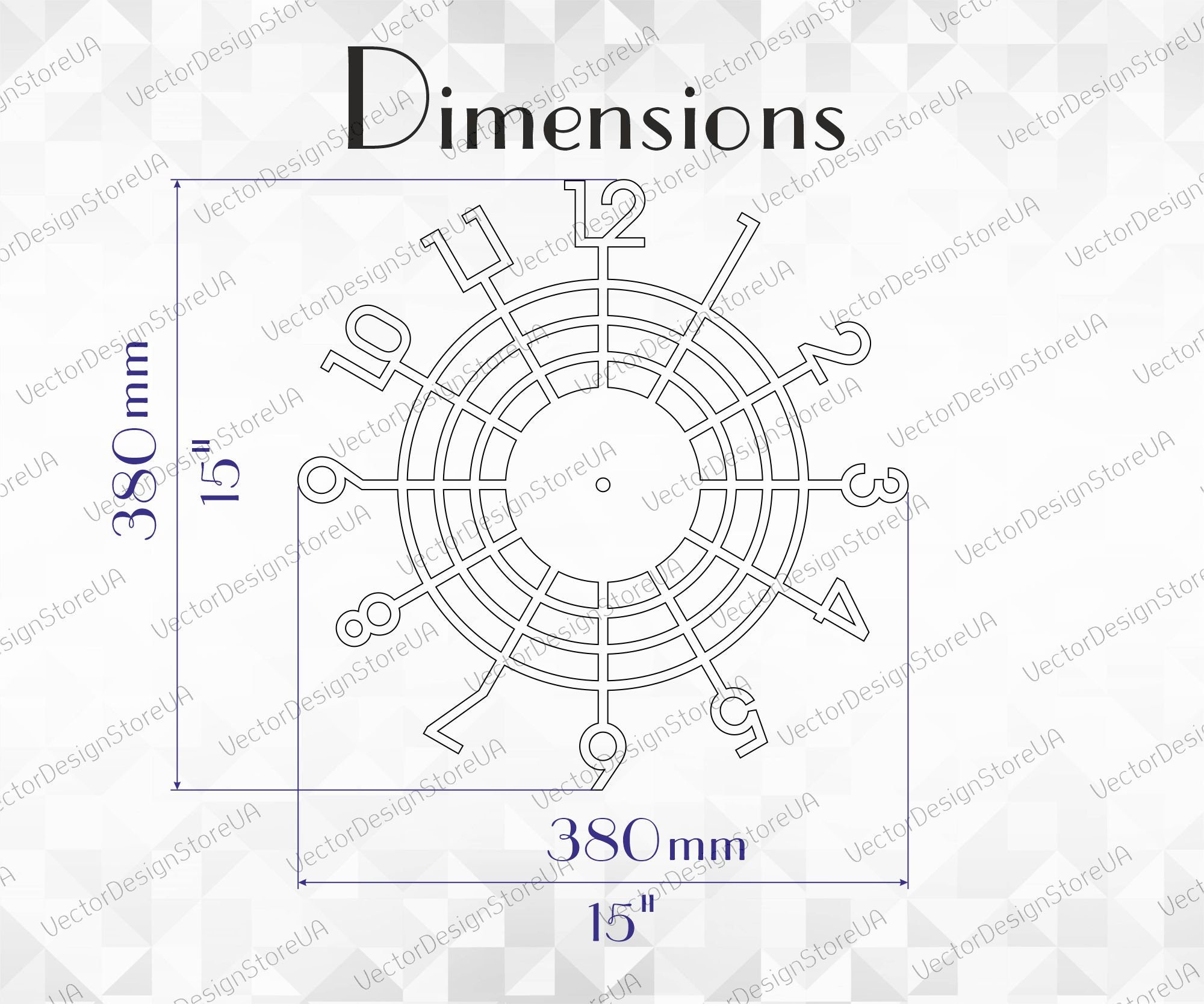 Modern clock svgGeometric artNumbers ClockWood wall | Etsy