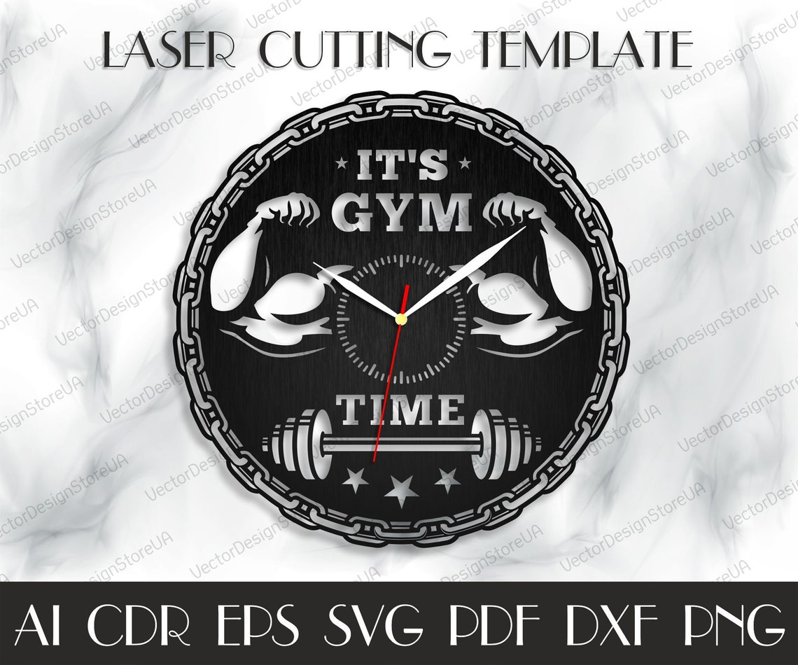 Bodybuilding Clock Svgsport Clockgym Wall Clockgym | Etsy