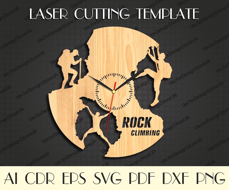 Climbing Wall Clock Svgsport Large Clock Dxfrock Climbing - Etsy