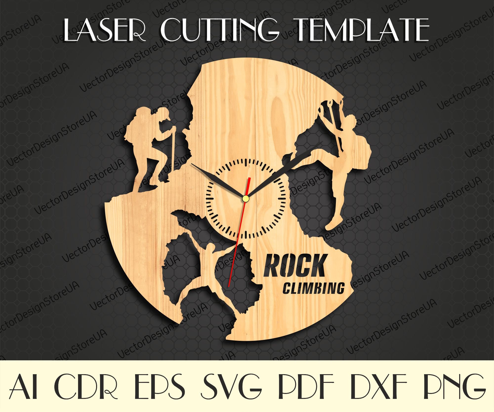 Climbing Wall Clock Svgsport Large Clock Dxfrock Climbing - Etsy