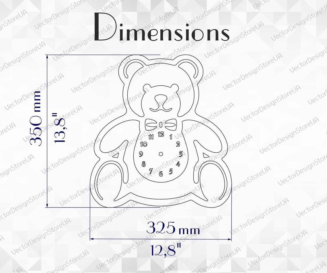 Teddy Bear Clock for Wall Teddy Bear Template Laser Cut - Etsy