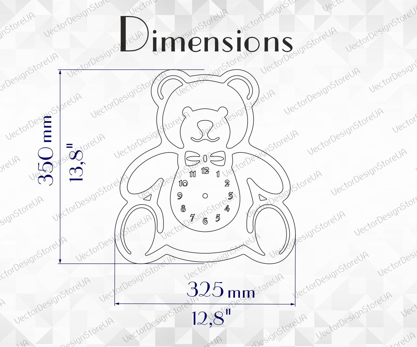 Teddy Bear Clock for Wall Teddy Bear Template Laser Cut - Etsy