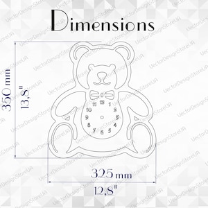 Teddy Bear Clock for Wall, Teddy Bear Template , Laser Cut Template ...