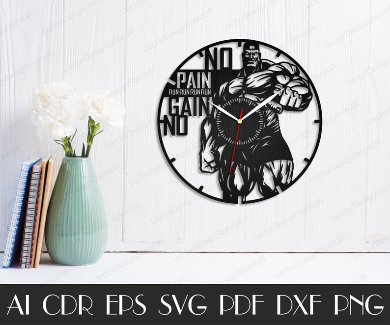 Bodybuilding Clock Svgsport Clockgym Wall Clocksport | Etsy