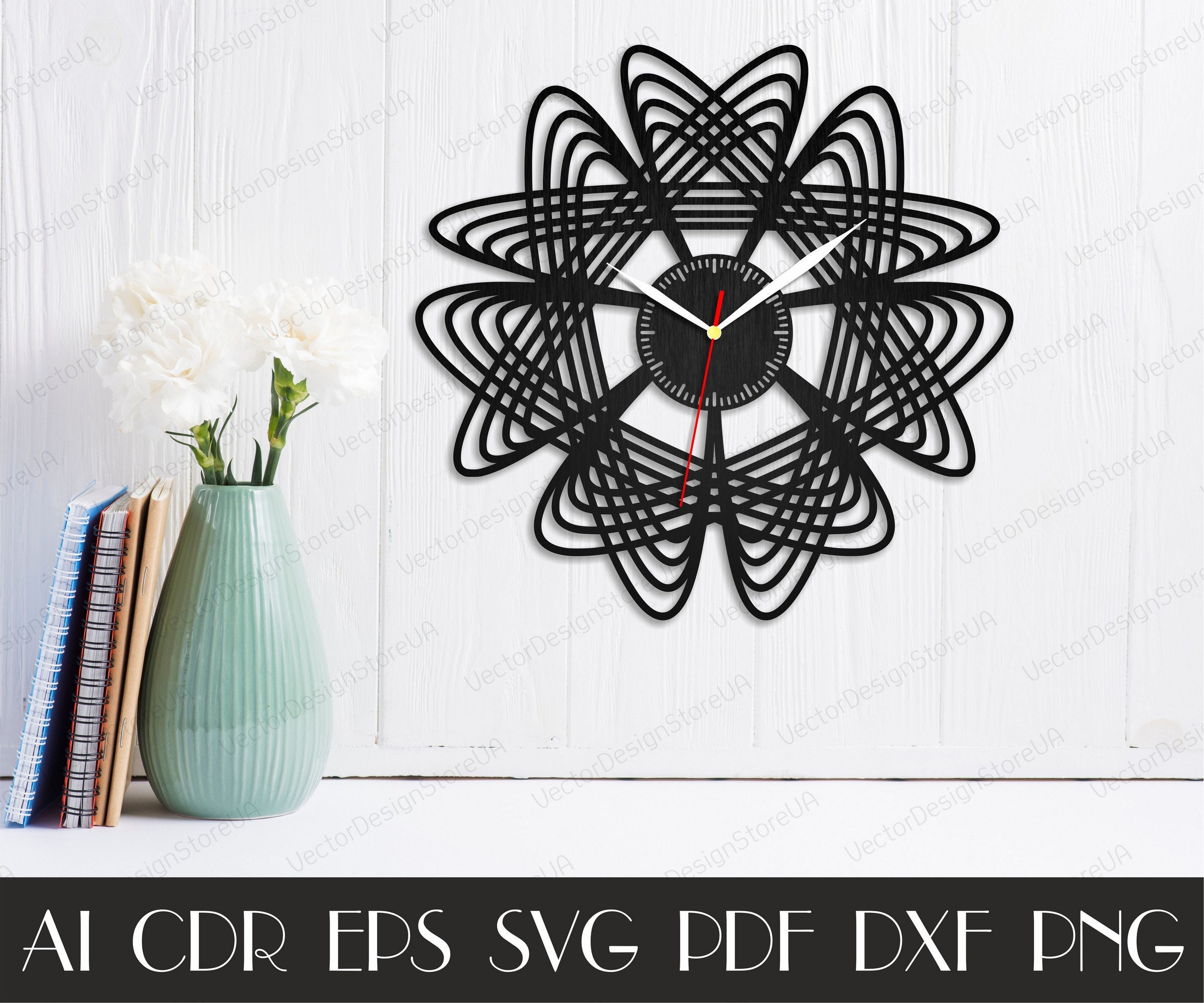 Geometric Clock Svglarge Wall Clock Dxfbirthday Gift | Etsy