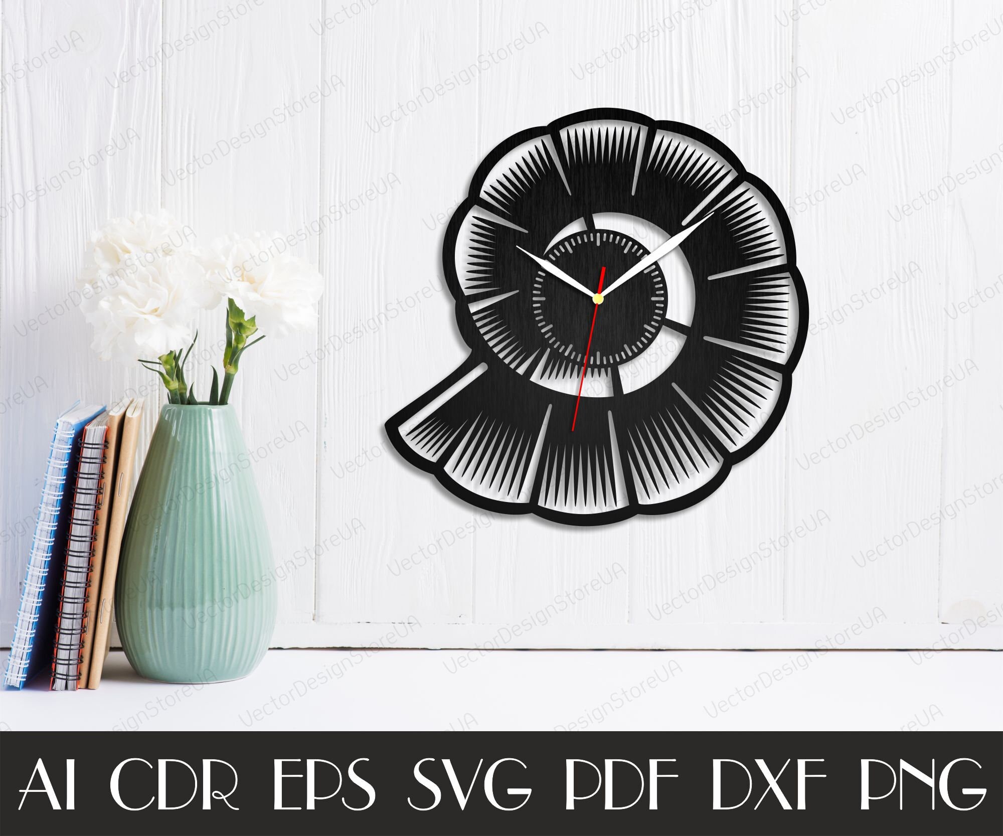 Sea shell clock dxfSea shell svgSea shell decorNautical | Etsy